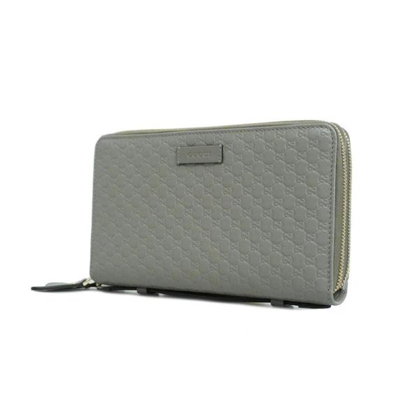 Gucci | Bags | Gucci Long Wallet Micro Ssima 54425 Leather Greige Mens ...